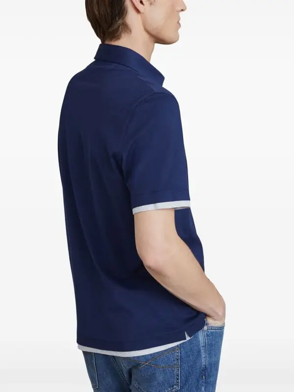 Brunello Cucinelli Polo-collar Cotton Polo Shirt - Blue