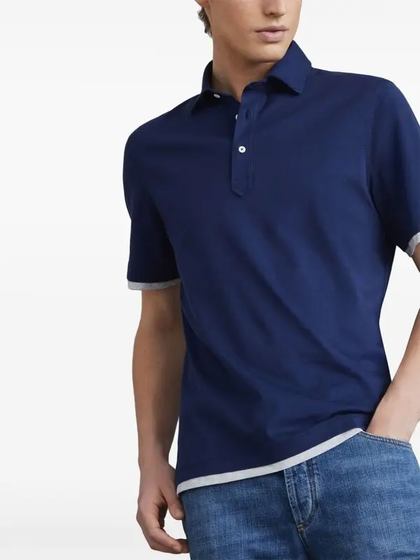 Brunello Cucinelli Polo-collar Cotton Polo Shirt - Blue