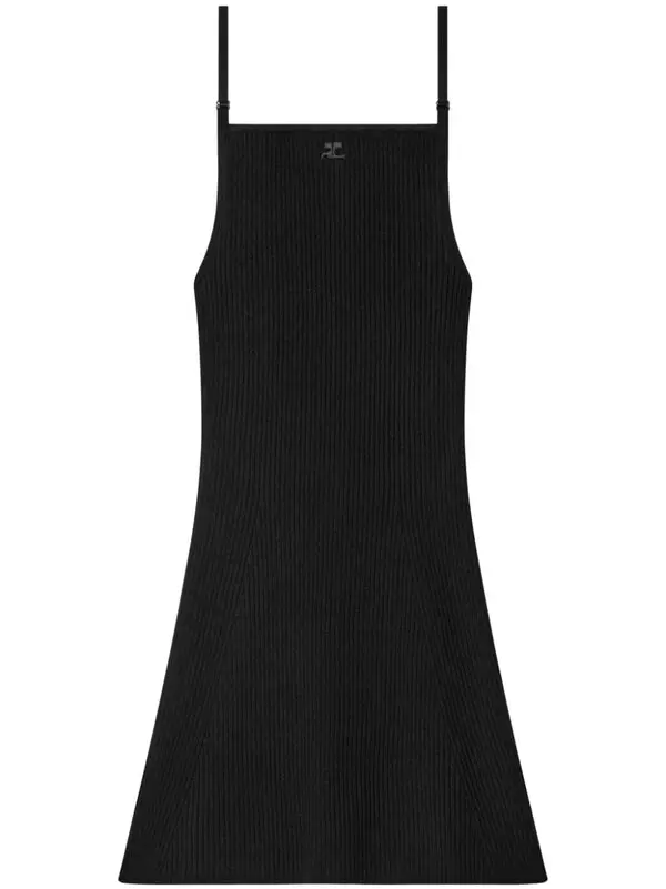 COURREGES Ribbed-knit Mini Dress - Black