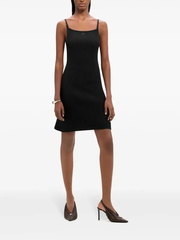 COURREGES Ribbed-knit Mini Dress - Black