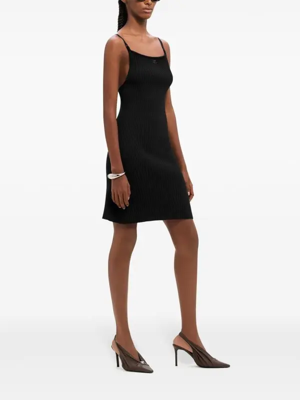 COURREGES Ribbed-knit Mini Dress - Black