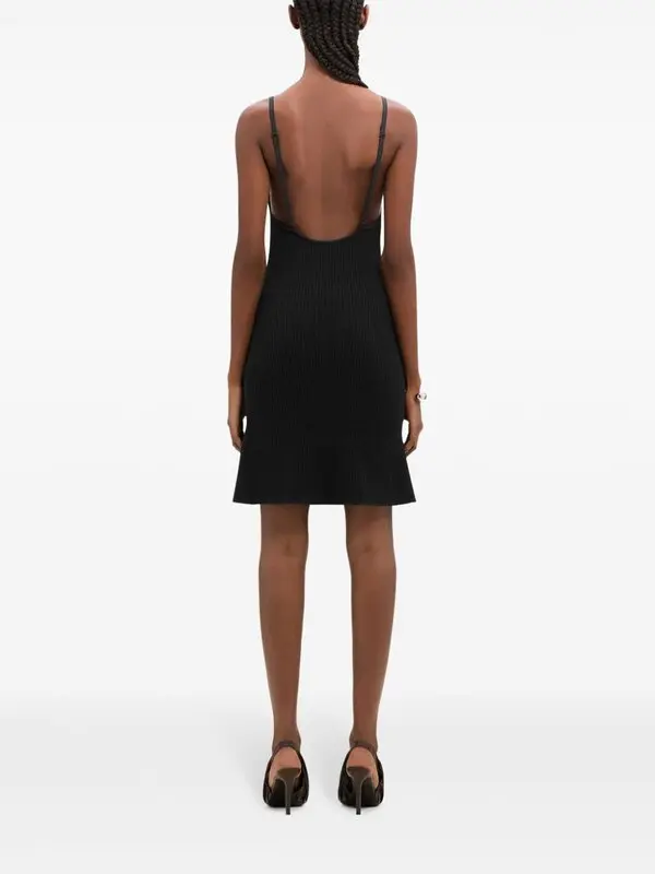 COURREGES Ribbed-knit Mini Dress - Black
