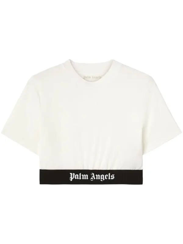 Palm Angels Logo-underband Crop Top - White