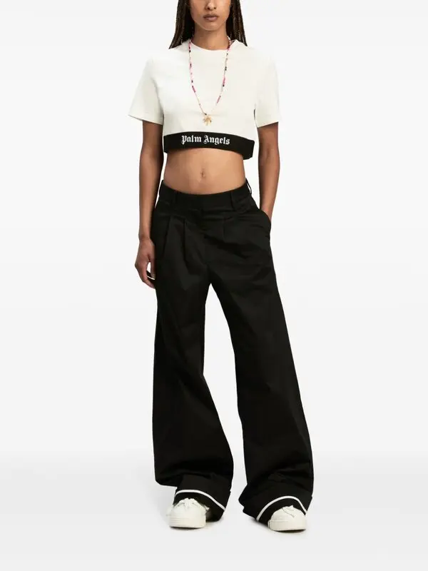 Palm Angels Logo-underband Crop Top - White
