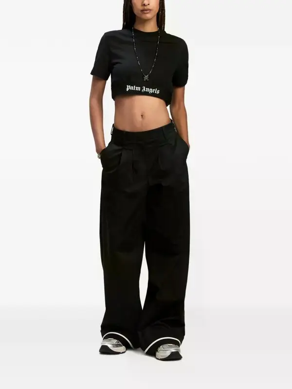 Palm Angels Logo-underband Crop Top - White