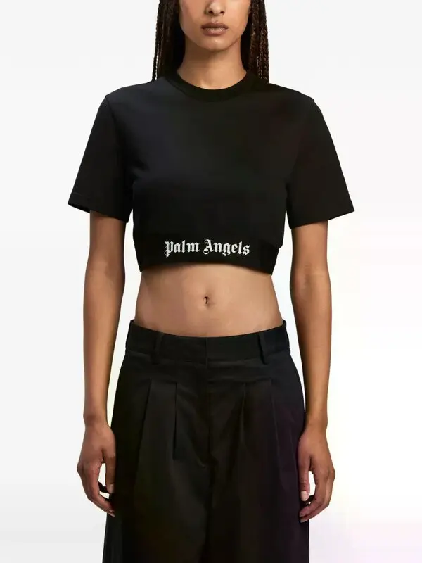 Palm Angels Logo-underband Crop Top - White