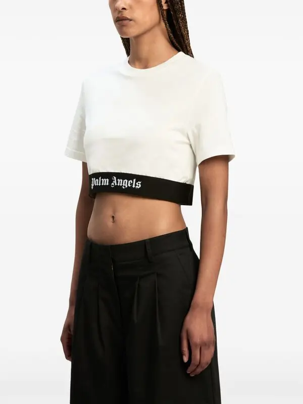 Palm Angels Logo-underband Crop Top - White