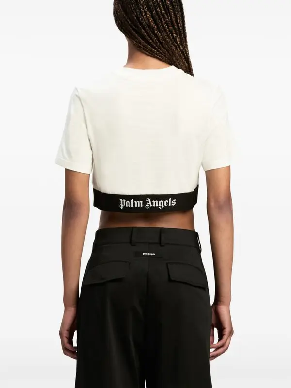 Palm Angels Logo-underband Crop Top - White