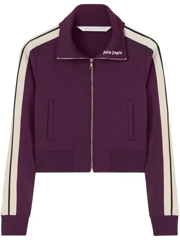 Palm Angels Logo-embroidered Cropped Jacket - Purple