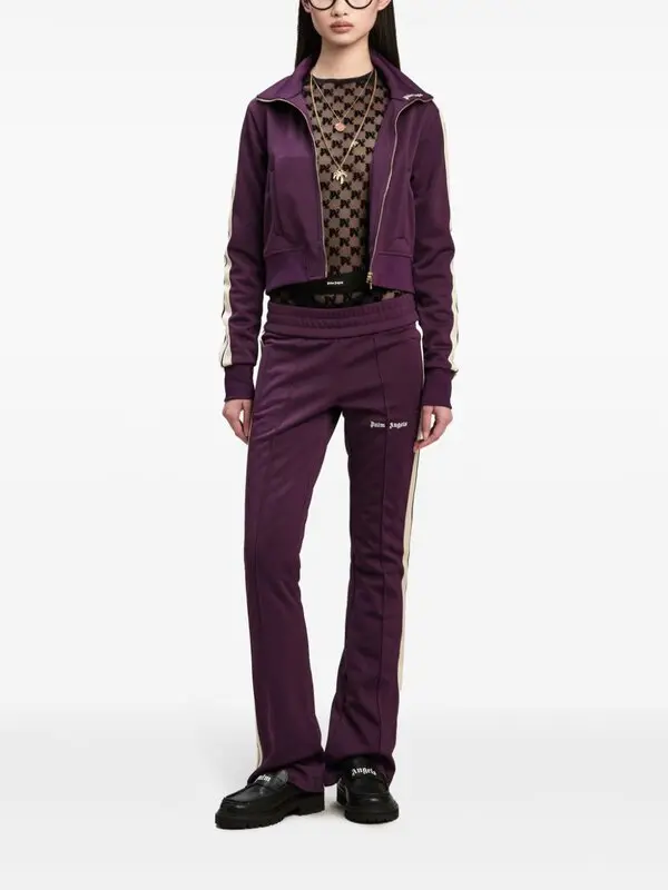 Palm Angels Logo-embroidered Cropped Jacket - Purple