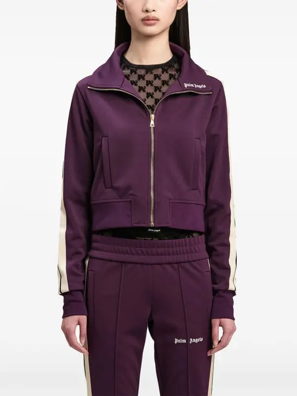 Palm Angels Logo-embroidered Cropped Jacket - Purple
