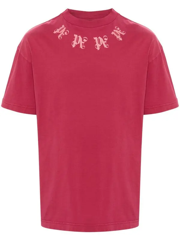 Palm Angels Monogram-print Cotton T-shirt - Pink