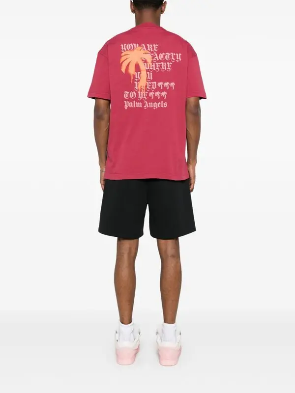 Palm Angels Monogram-print Cotton T-shirt - Pink