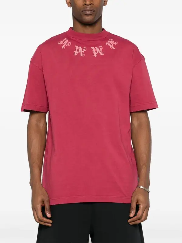 Palm Angels Monogram-print Cotton T-shirt - Pink