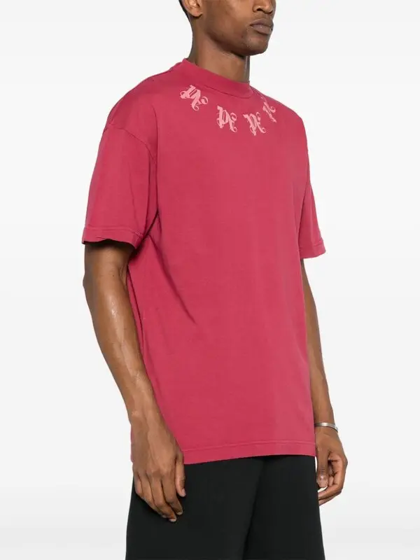 Palm Angels Monogram-print Cotton T-shirt - Pink