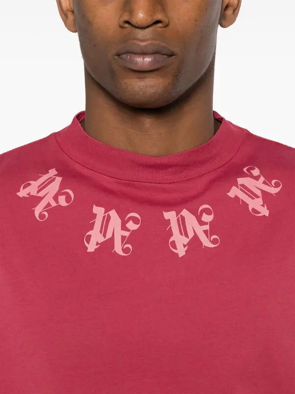 Palm Angels Monogram-print Cotton T-shirt - Pink