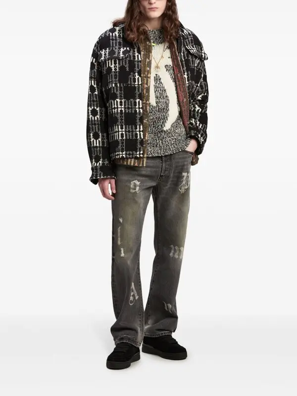 Palm Angels Palm Tree Print Jumper - Grey