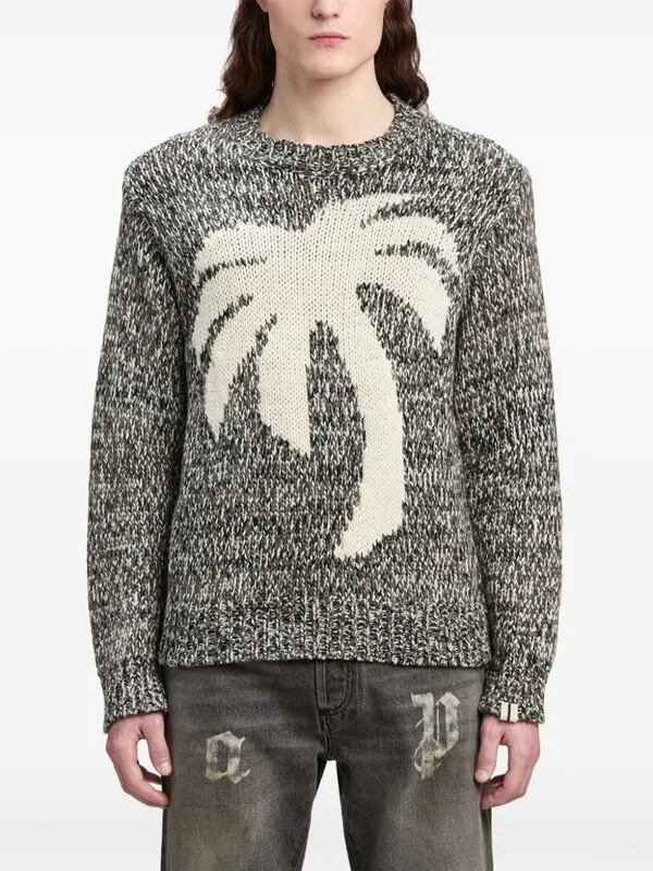 Palm Angels Palm Tree Print Jumper - Grey