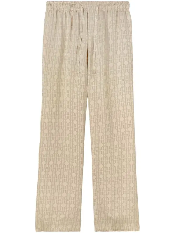 Palm Angels Monogram-jacquard Wide-leg Trousers - Neutrals