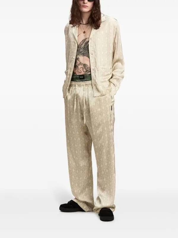 Palm Angels Monogram-jacquard Wide-leg Trousers