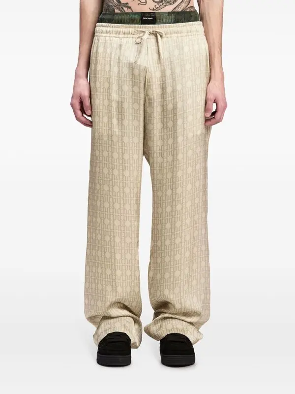 Palm Angels Monogram-jacquard Wide-leg Trousers