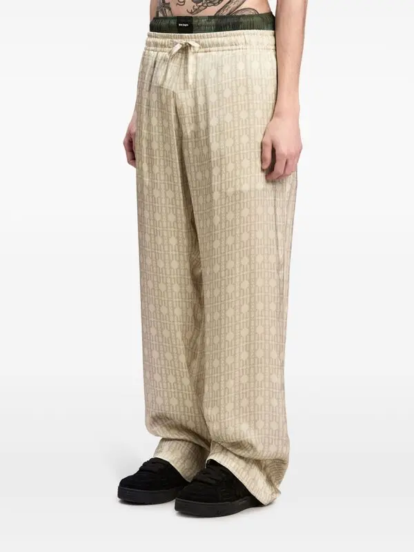 Palm Angels Monogram-jacquard Wide-leg Trousers