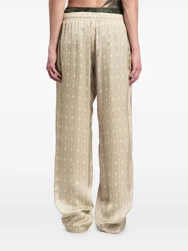 Palm Angels Monogram-jacquard Wide-leg Trousers