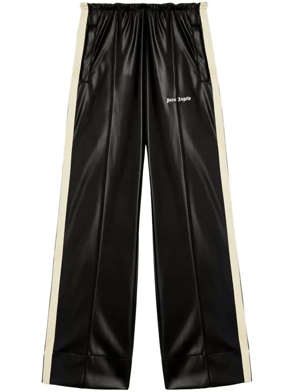 Palm Angels Logo-embroidered Wide-leg Track Pants - Black