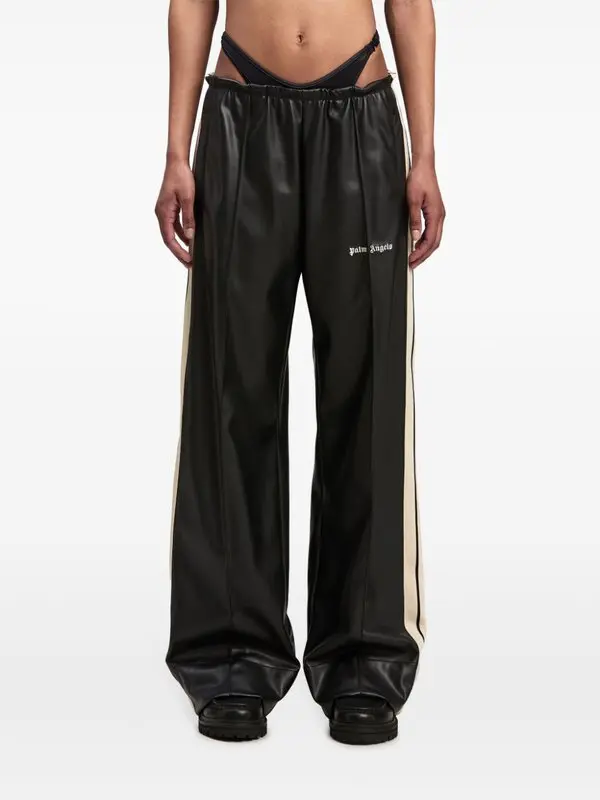 Palm Angels Logo-embroidered Wide-leg Track Pants - Black