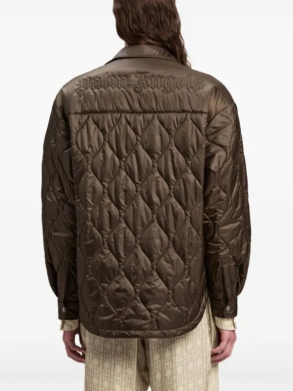 Palm Angels Logo-embroidered Quilted Jacket - Green