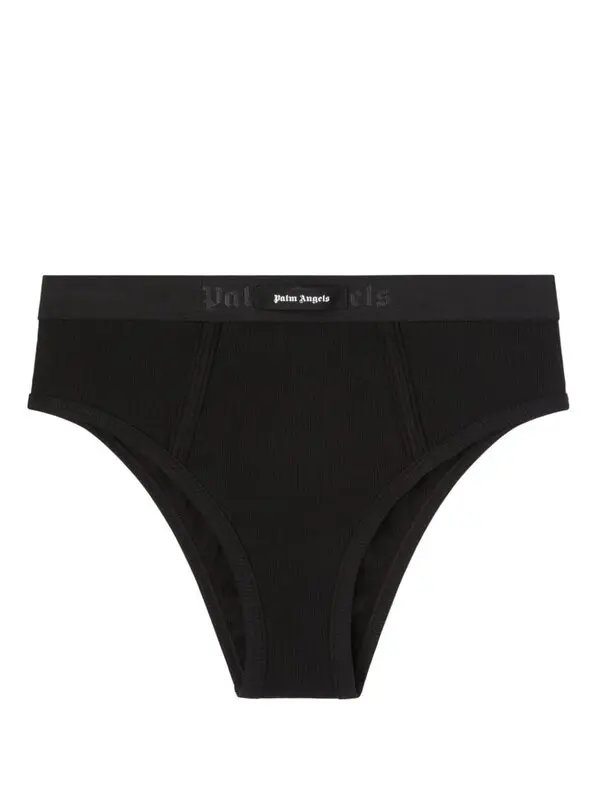 Palm Angels Logo-waistband High-waist Briefs - Black