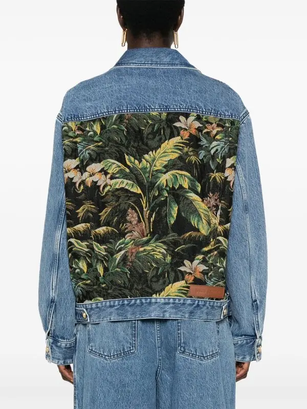Palm Angels Embroidered-panel Denim Jacket