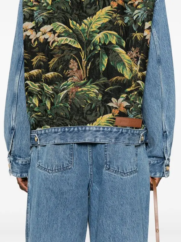 Palm Angels Embroidered-panel Denim Jacket