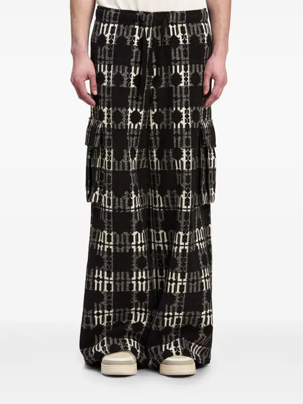 Palm Angels Monogram-jacquard Wide-leg Trousers