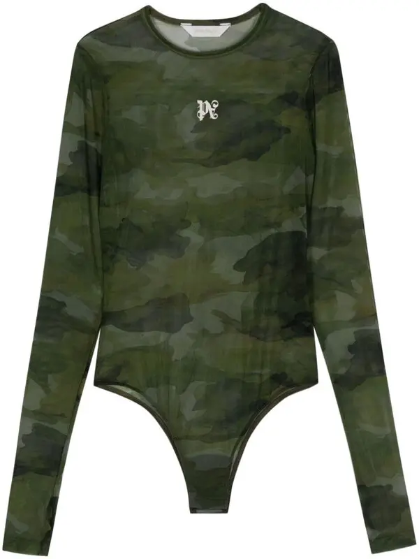 Palm Angels Embroidery-logo Camouflage Bodysuit