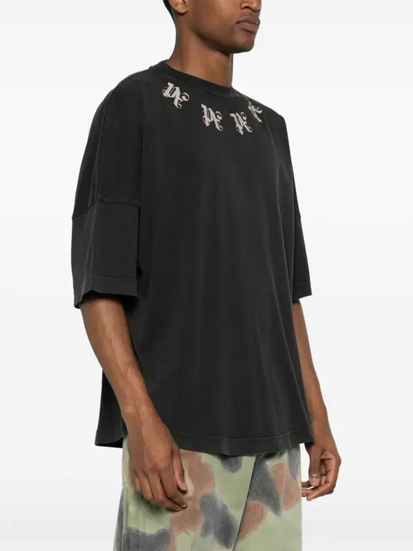 Palm Angels Monogram-print Cotton T-shirt - Grey