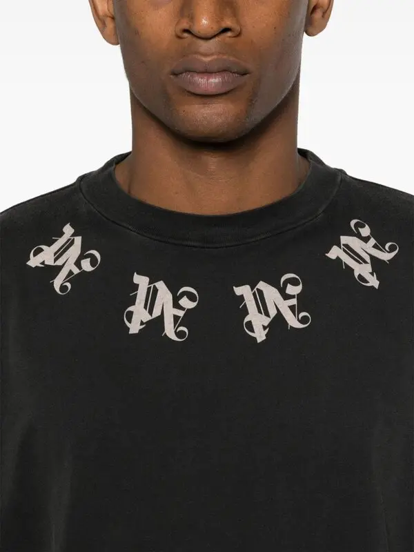 Palm Angels Monogram-print Cotton T-shirt - Grey
