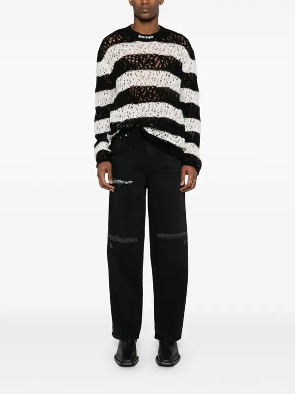 Palm Angels Logo-embroidered Open-knit Jumper