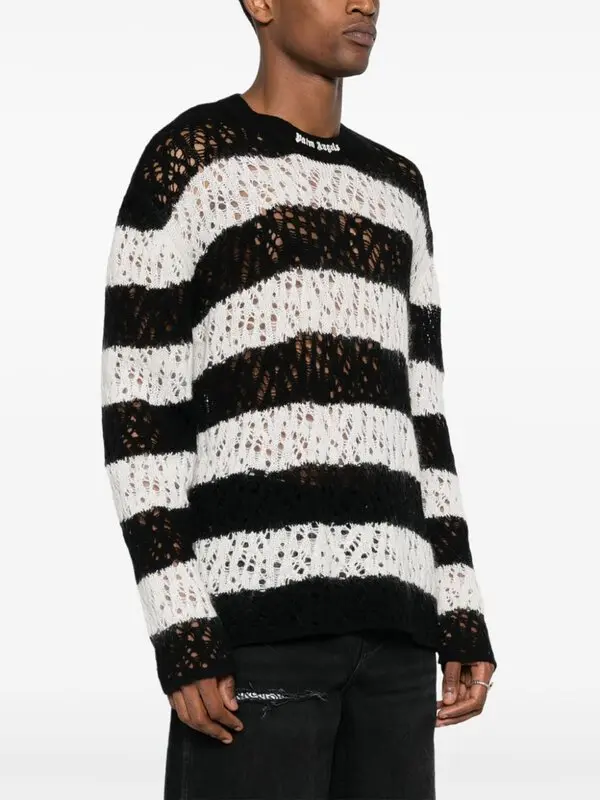 Palm Angels Logo-embroidered Open-knit Jumper