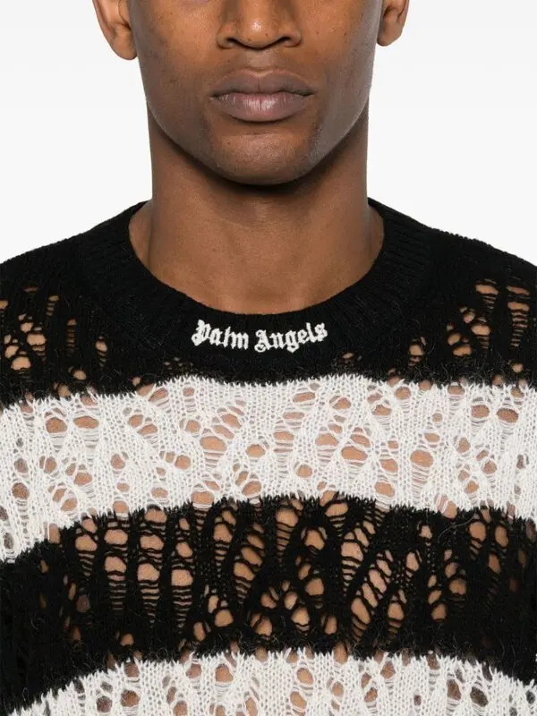 Palm Angels Logo-embroidered Open-knit Jumper