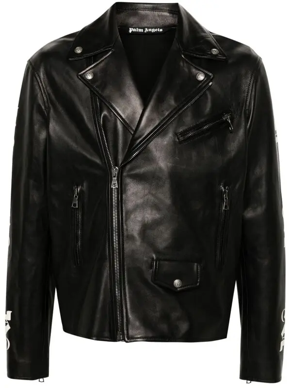 Palm Angels Monogram-print Leather Jacket