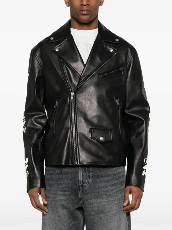 Palm Angels Monogram-print Leather Jacket