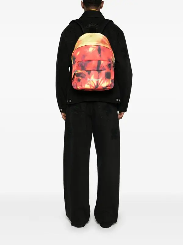 Palm Angels On Fire-print Logo-embroidered Backpack