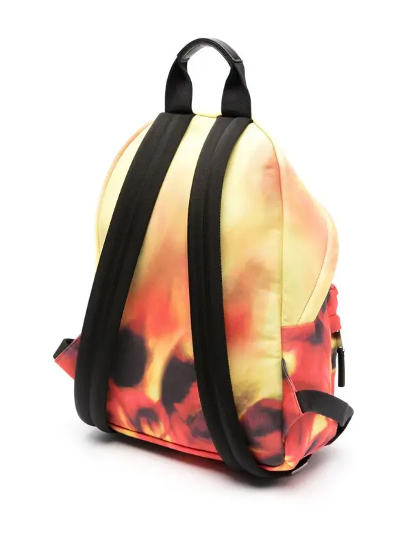 Palm Angels On Fire-print Logo-embroidered Backpack