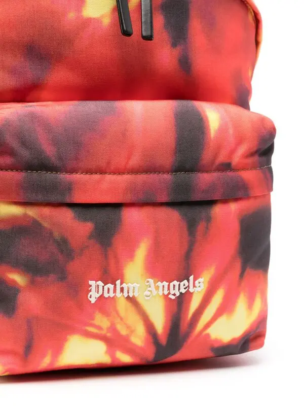 Palm Angels On Fire-print Logo-embroidered Backpack