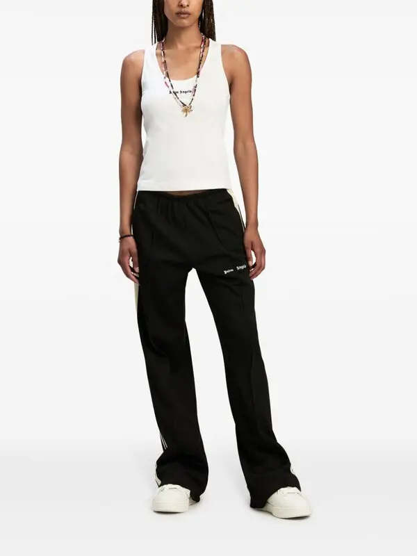 Palm Angels Logo-embroidered Ribbed Tank Top - White