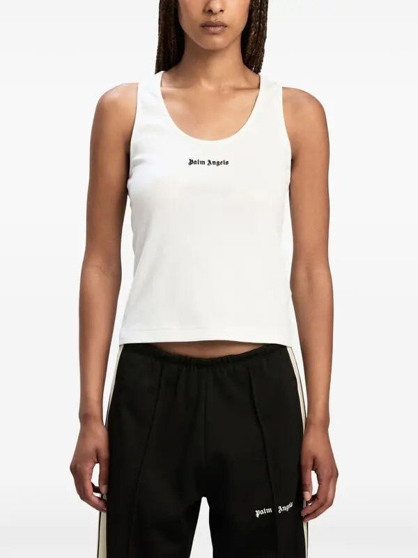 Palm Angels Logo-embroidered Ribbed Tank Top - White
