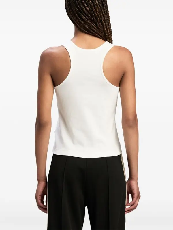 Palm Angels Logo-embroidered Ribbed Tank Top - White