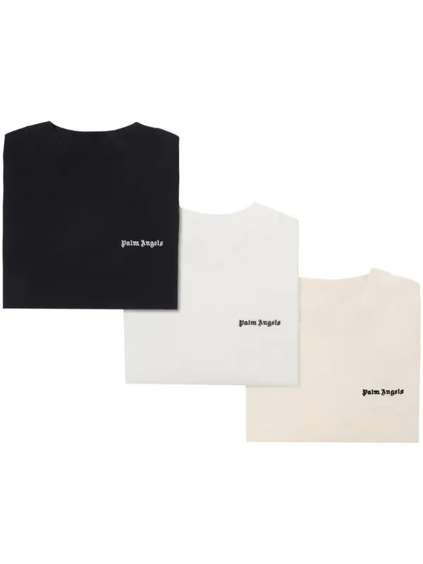 Palm Angels Logo-embroidered T-shirts - Neutrals