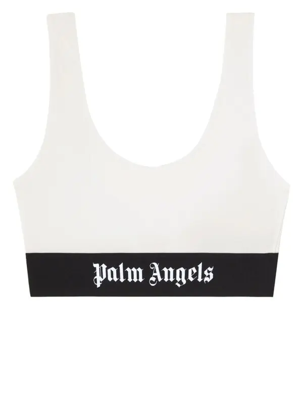 Palm Angels Logo-underband Two-tone Bra - White